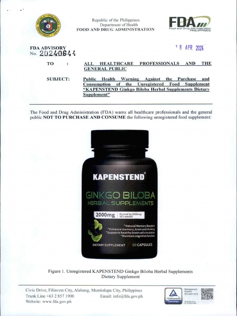 FDA Advisory No.2024 0644 | PDF