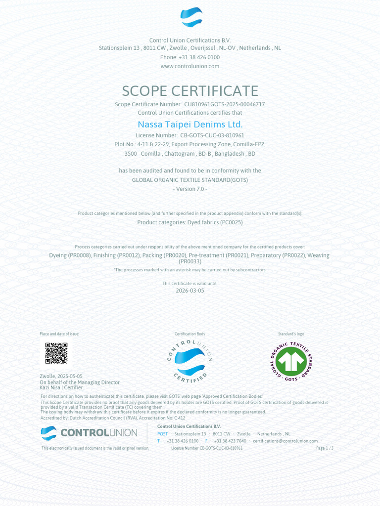 GOTS Scope Certificate 2025-05-05 10-51-04 UTC | PDF | Textiles ...