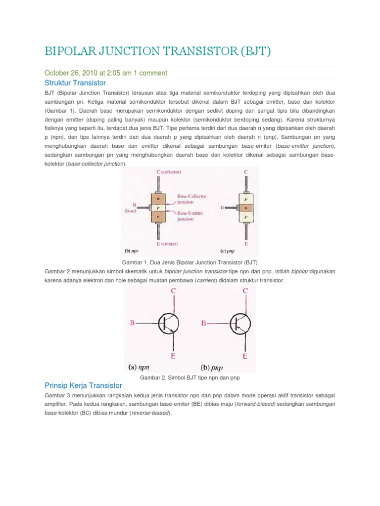 Bjt Bipolar Junction Transistor Merupakan Jenis Transistor BJT