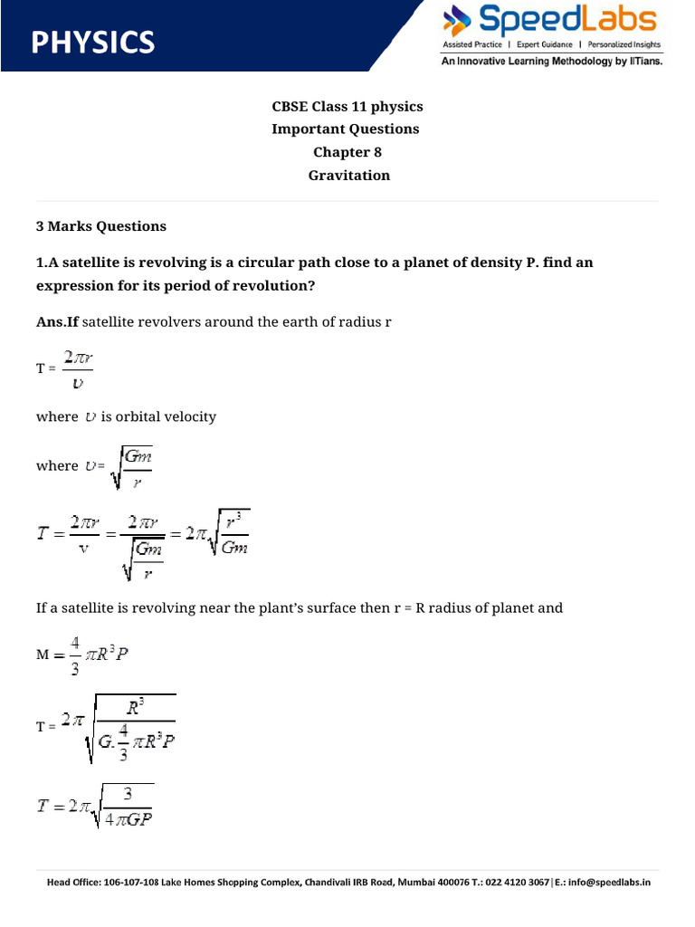 Gravitation - Solved Examples - Solved Example 1 | PDF | Gravity | Acceleration