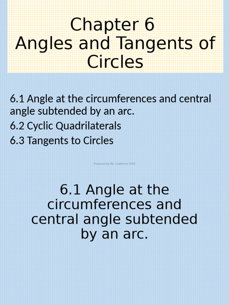 Chap 6 Angles and Tangents of Circles | PDF | Circle | Angle