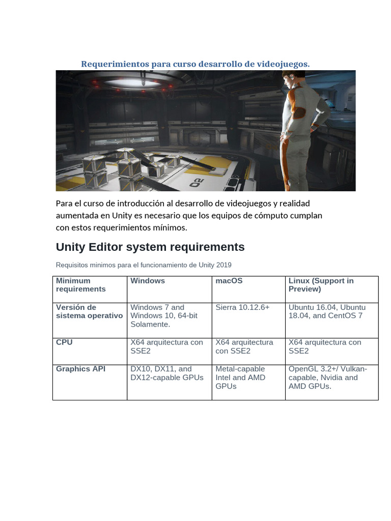 Unity Editor System Requirements | PDF