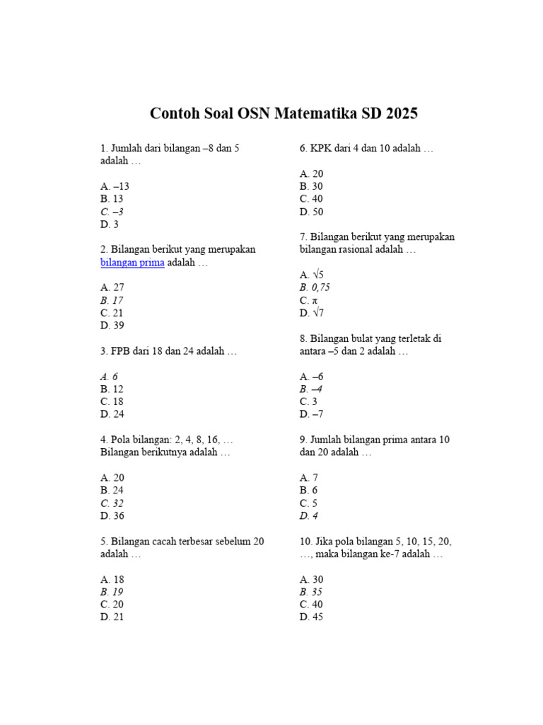 Soal-Soal OSN | PDF