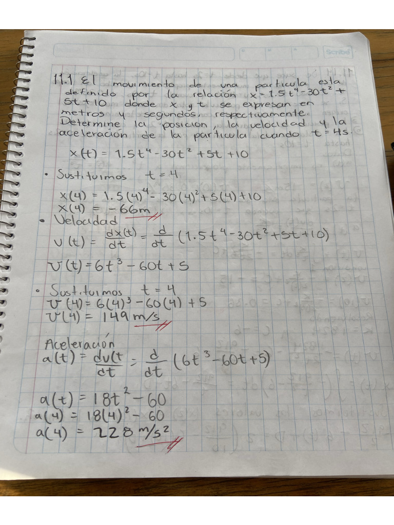 Cinemática Tarea 1 | PDF