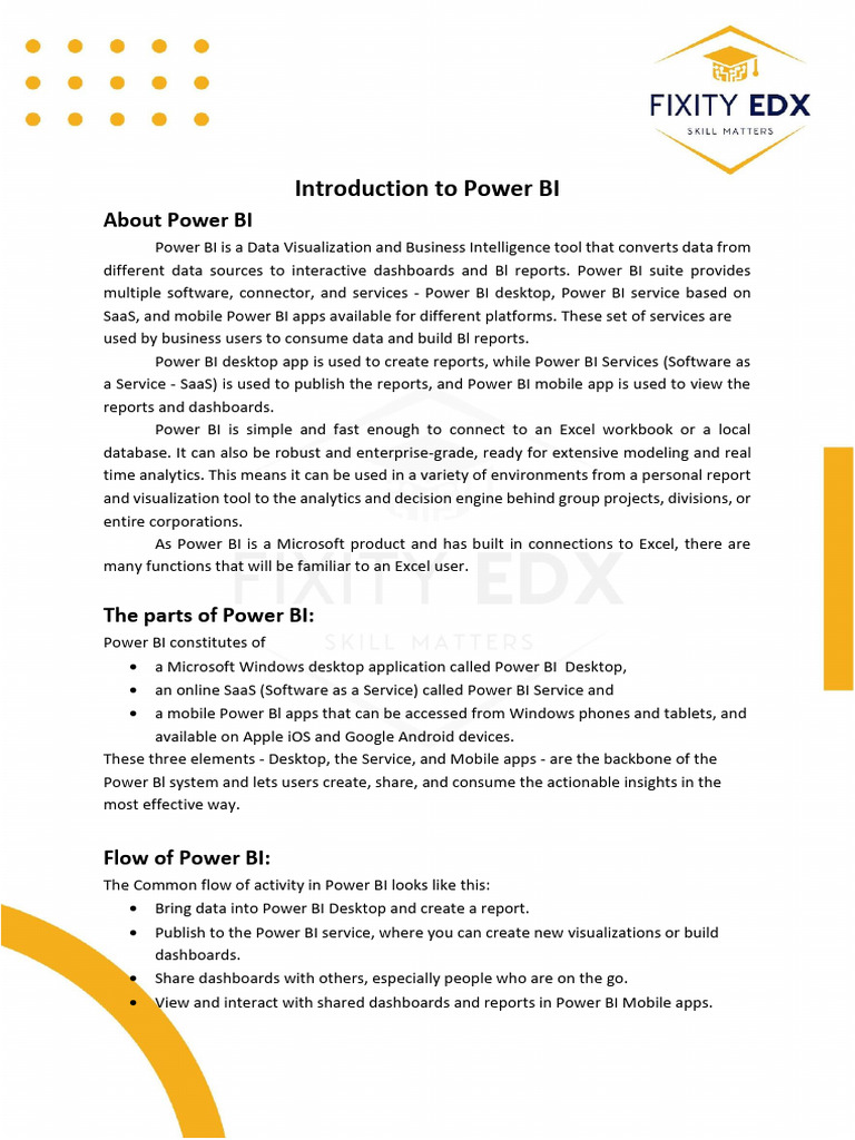 1 Introduction To Power BI | PDF | Application Software | Microsoft Excel