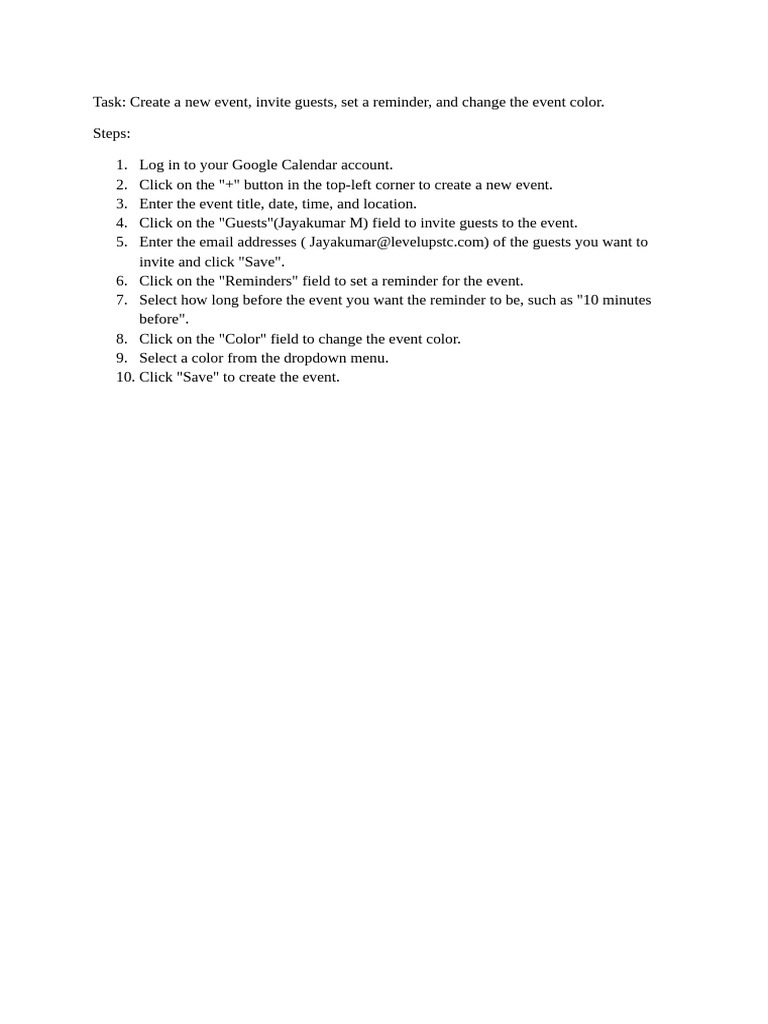 Task 2 - Calendar | PDF