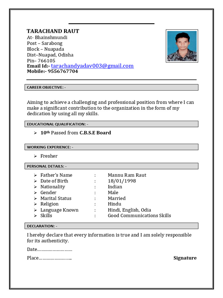 Tarachand Raut - Curriculum Vitae | PDF