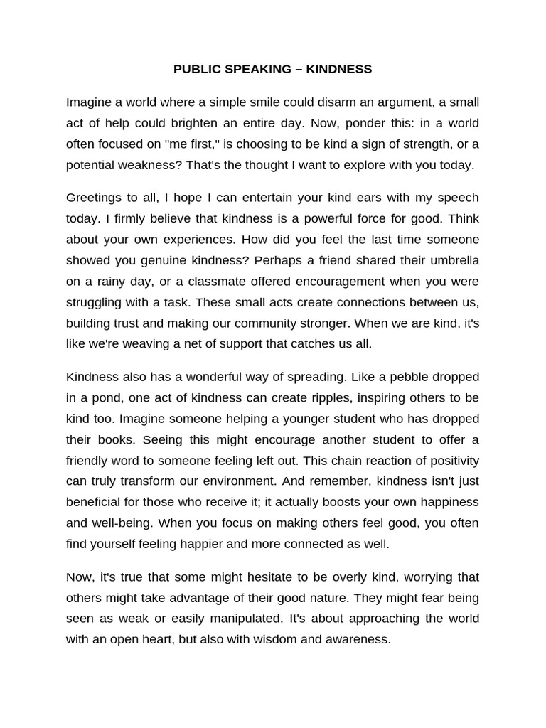 The Power of Kindness in Public Speaking | PDF
