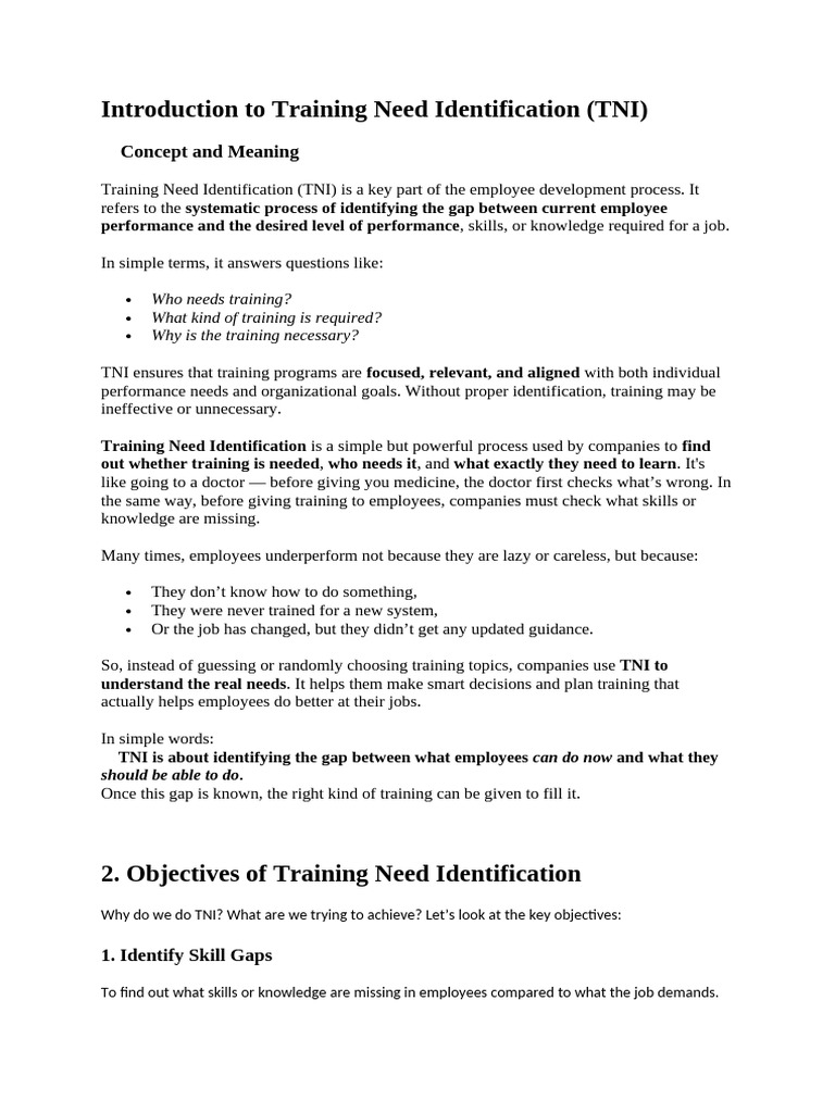 Introduction To Training Need Identification | PDF | Performance ...