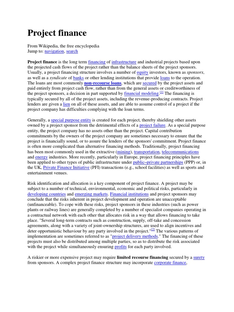 Project Fin Wiki | Download Free PDF | Project Finance | Money