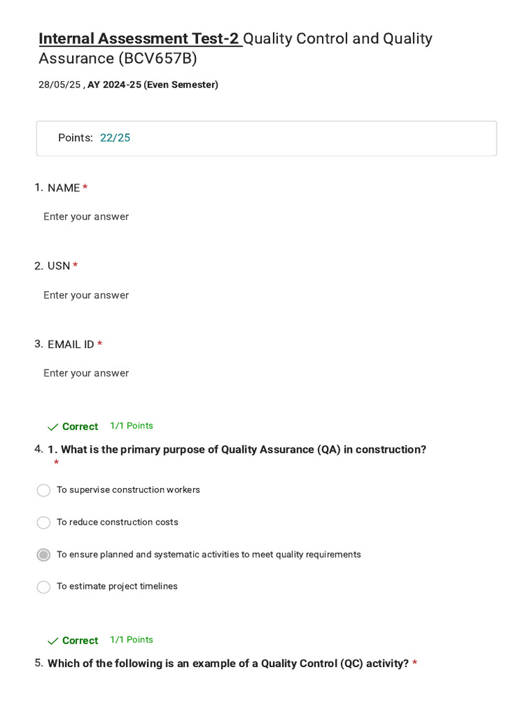 Internal Assessment Test-2 Quality Control and Quality Assurance ...