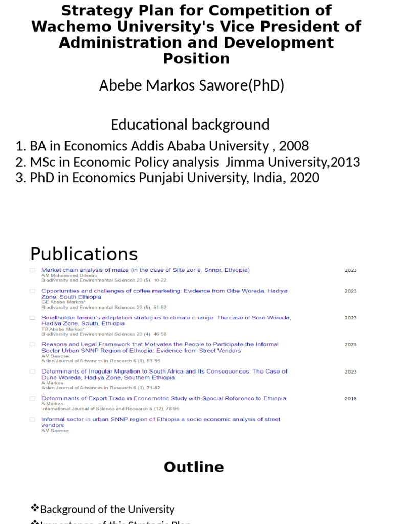 12.strategic Plan For Administrative and Development Dr. Abebe Markos ...