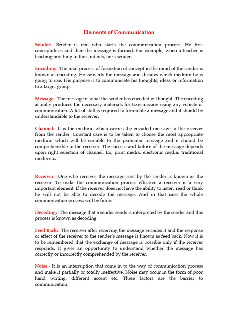 Elements of Communication | PDF