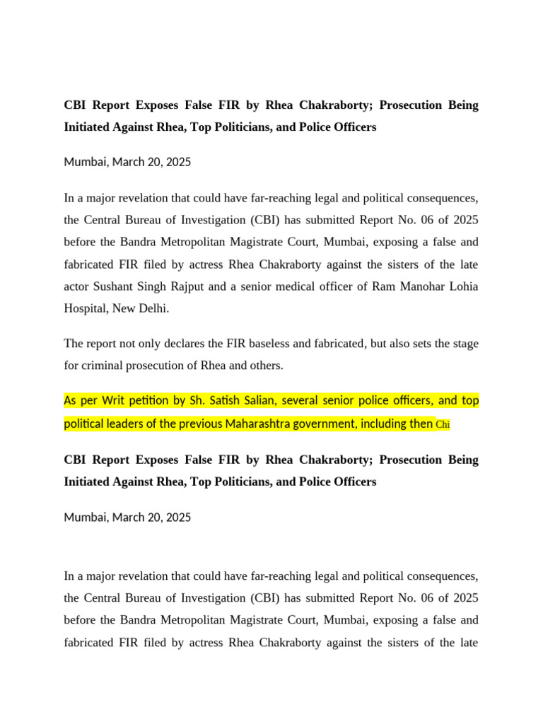 CBI Report Exposes False FIR | PDF | Bail | Crimes