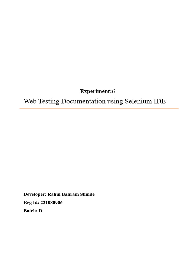 Rahul Shinde 221080906 ST6 | PDF | Selenium (Software) | Software ...