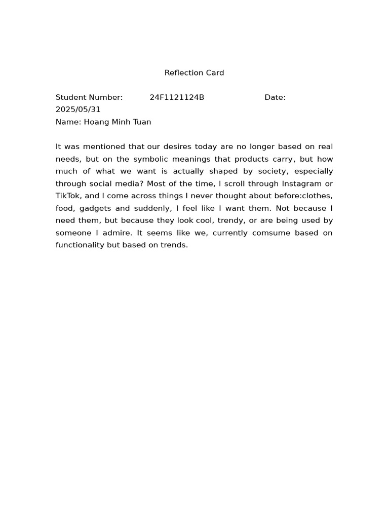Reflection Card 7 - Hoang Minh Tuan | PDF