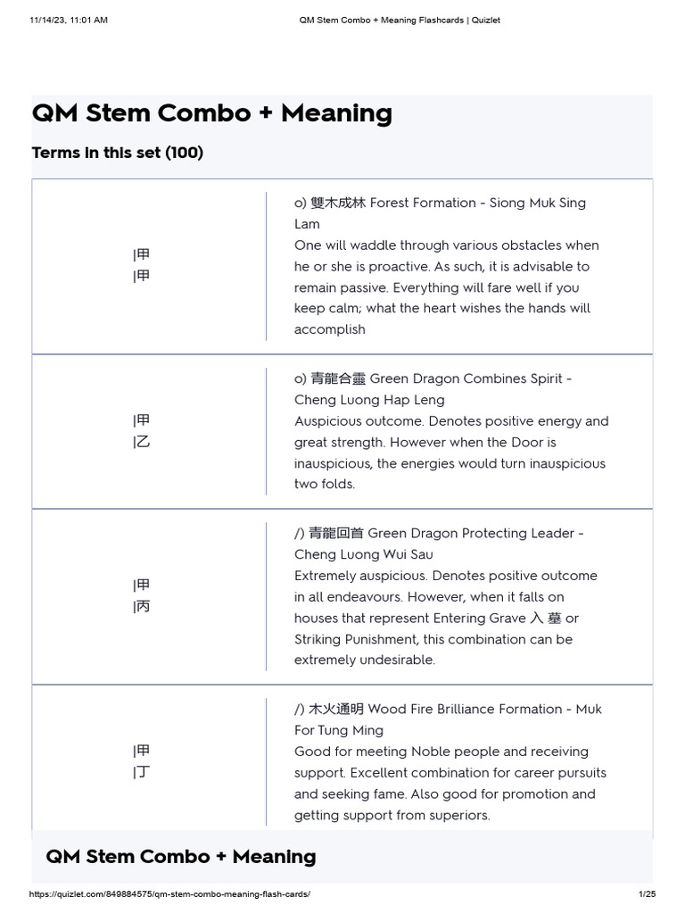 QM Stem Combo + Meaning Flashcards | PDF