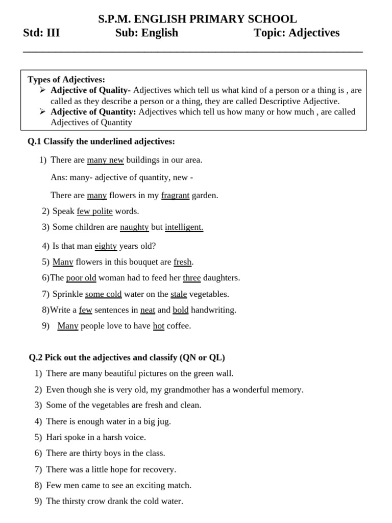 Adjectives Worksheet Converted | PDF