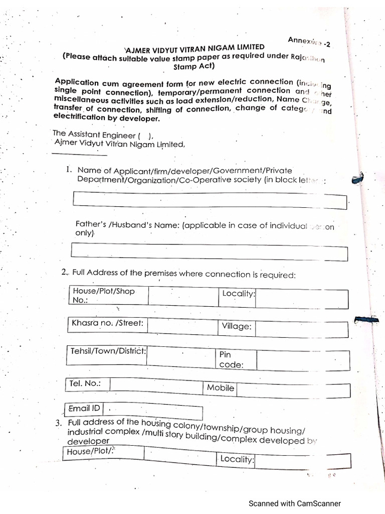 Bijli New Connection Form | PDF