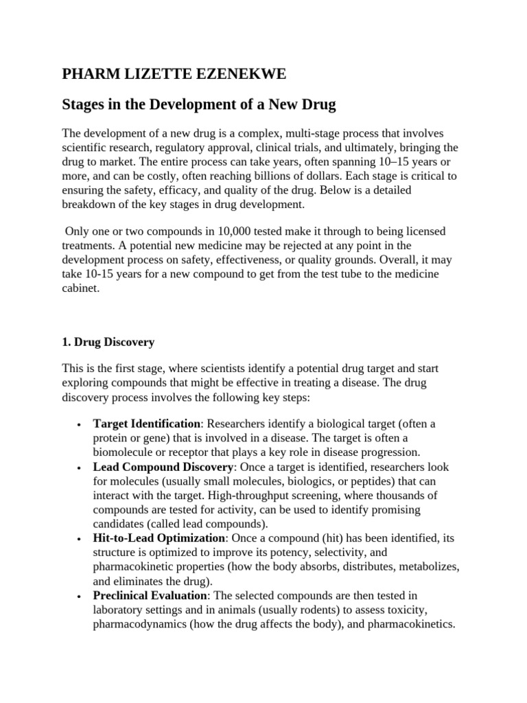 Stages in Drug Development | PDF | Phases Of Clinical Research ...