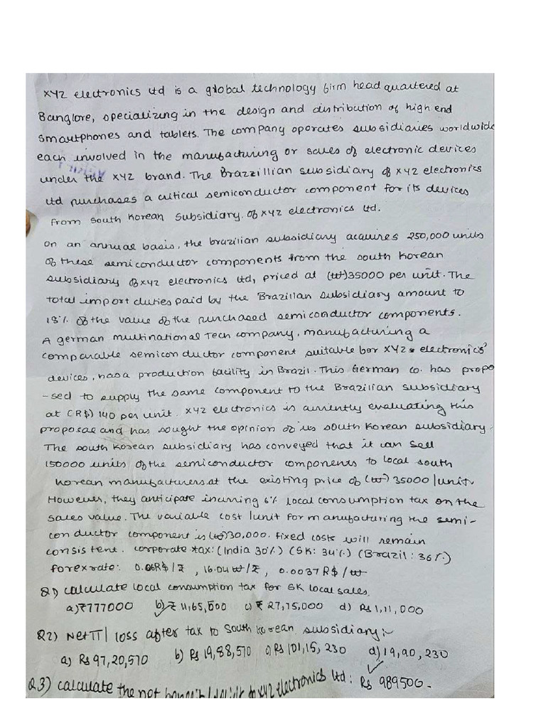 XYZ Electronics Case Study | PDF