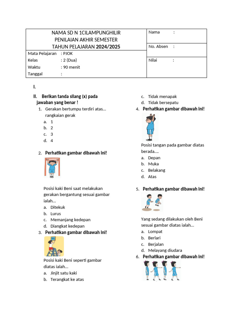 Soal PAS PJOK Kelas 2 Semester 2 | PDF