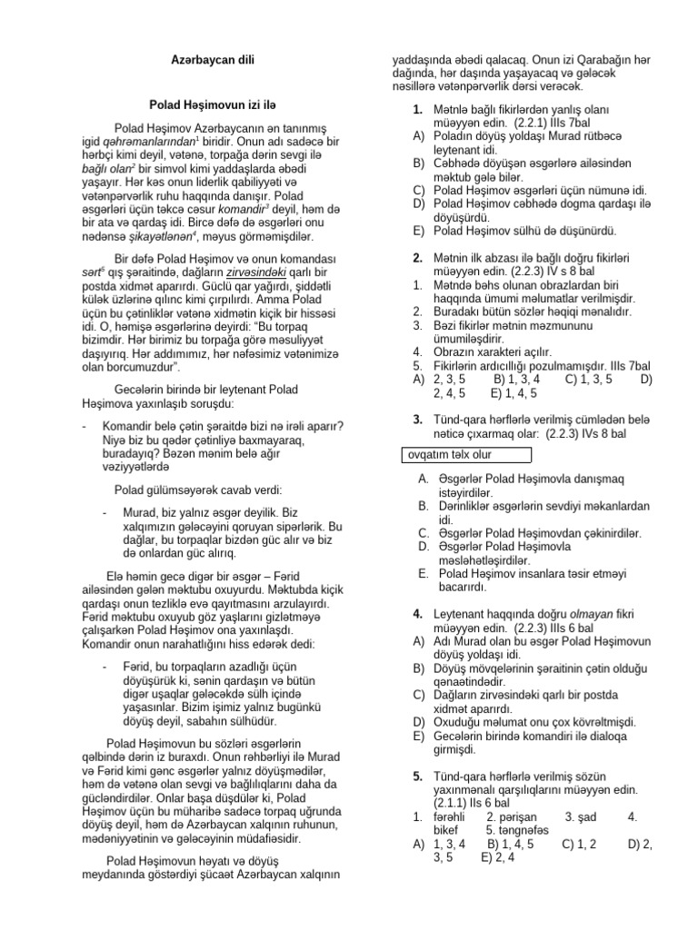 8 BSQ Azərbaycan Di̇li̇ | PDF