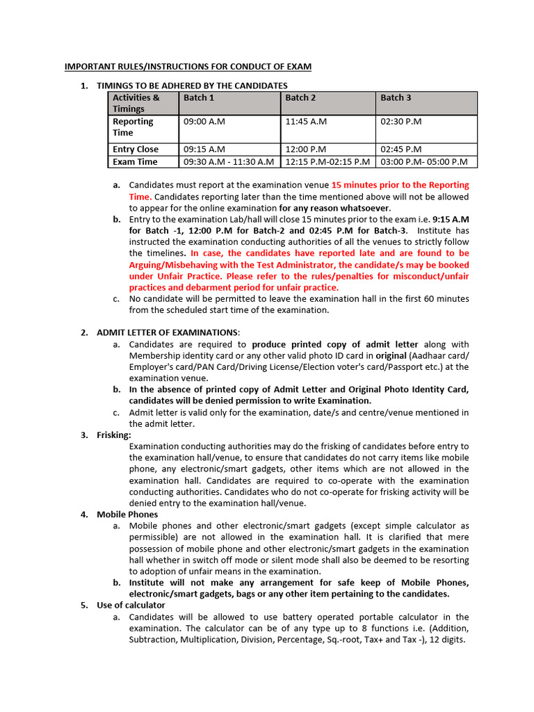 Important Instructions For Conduct of Exam CAIIB | PDF | Identity ...