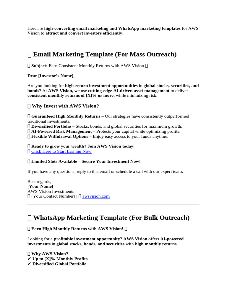 Wmail and Whatapp Marketing Template | PDF