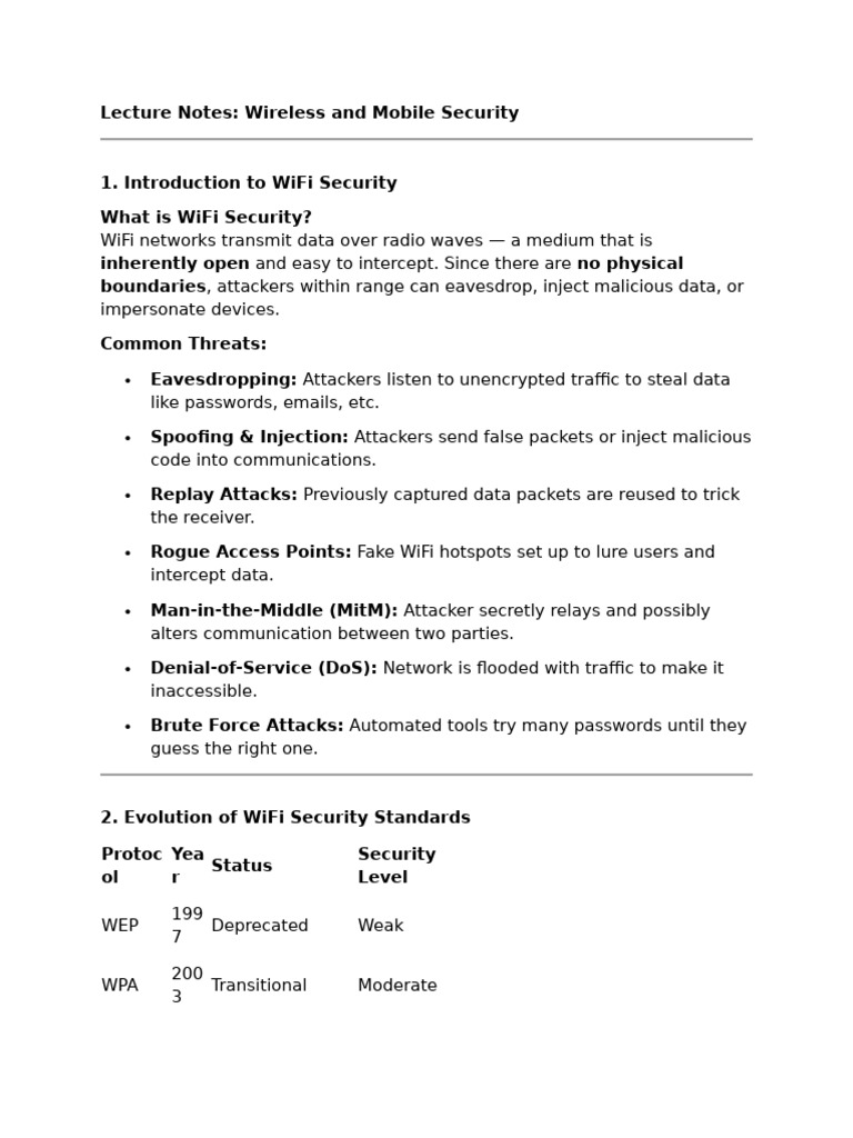 Wireless and Mobile Security Overview | PDF | Computing | Security ...
