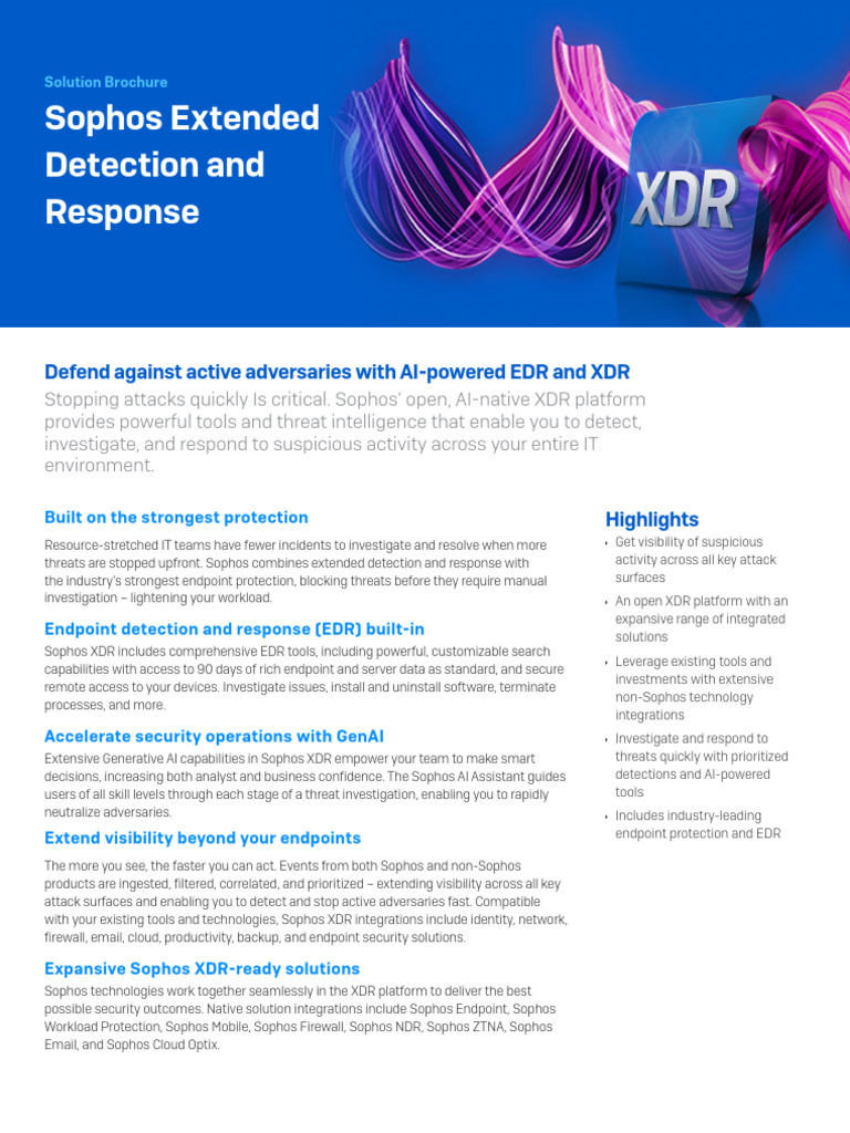 Sophos Extended Detection and Response BR | PDF | Cloud Computing | Artificial Intelligence