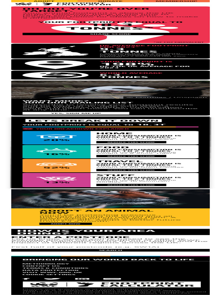 WWF Footprint Calculator | PDF | World Wide Fund For Nature | Human ...