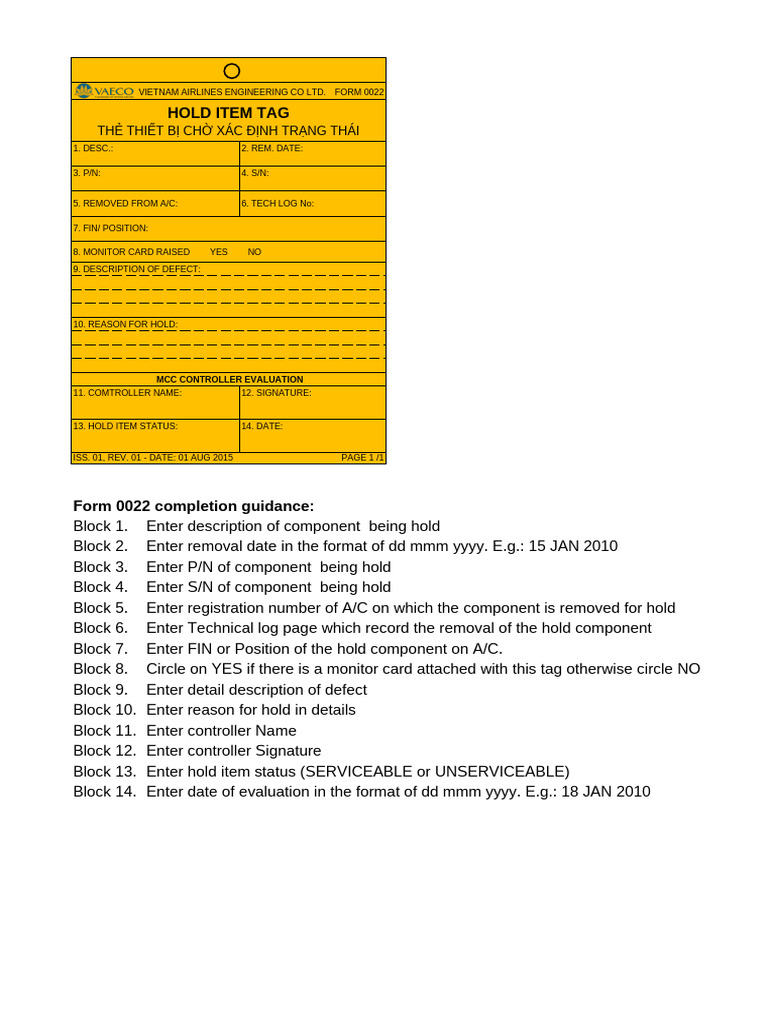Vietnam Airlines Hold Item Tag Guide | PDF