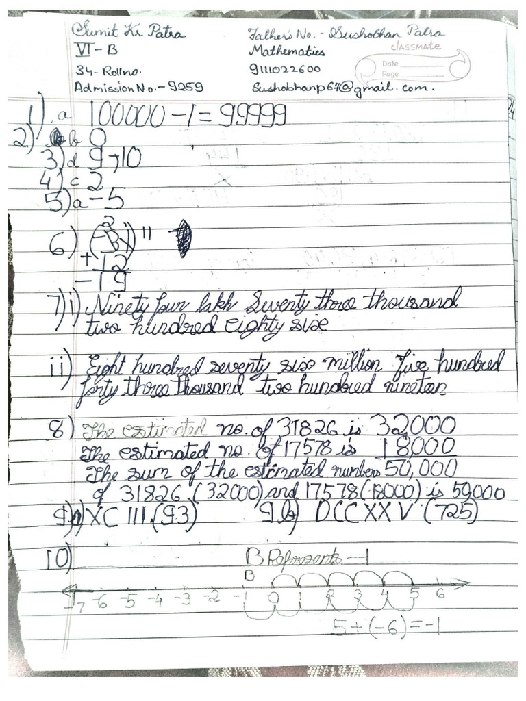 Sumit KR Patra Class 6-B Maths | PDF