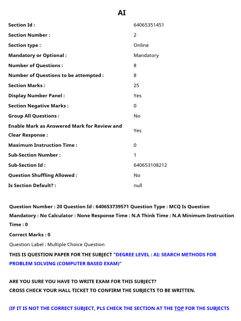Artificial Intelli Quiz-1 25 Feb 2024 | PDF | Multiple Choice | Bracket