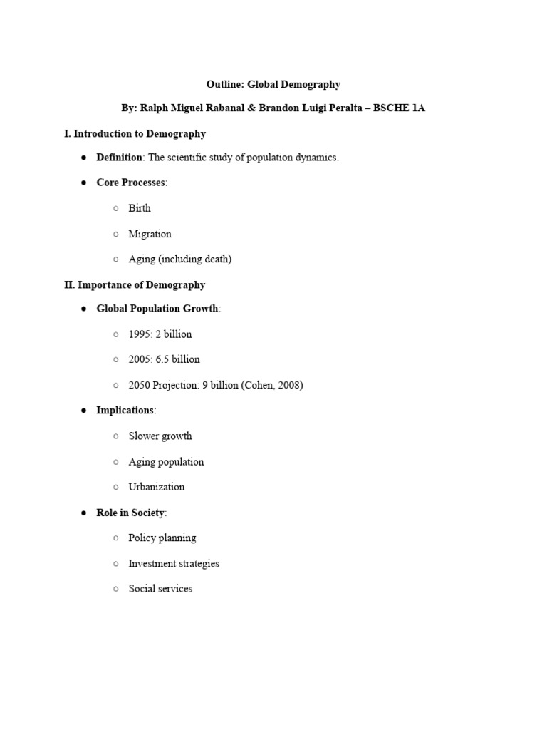 Global Demography (Outline Report) | PDF | Demography | Environmental ...