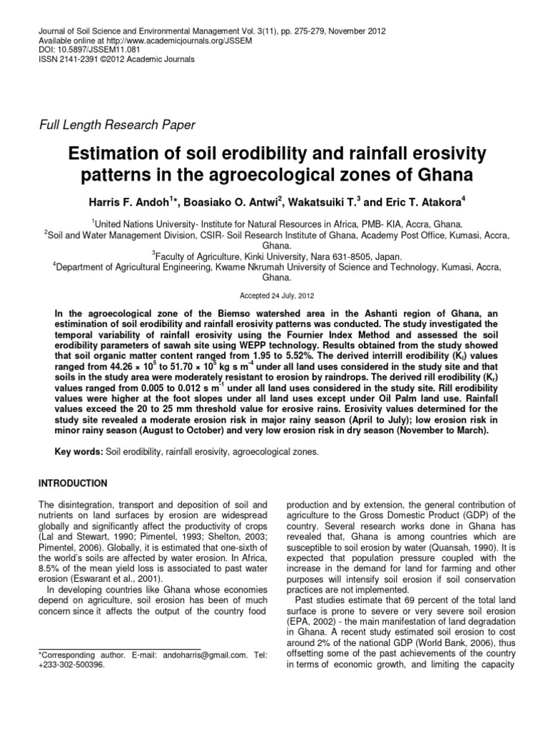 Estimation of Soil Erodibility and Rainfaill Erosivity | PDF | Erosion | Soil
