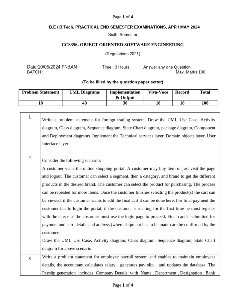 Ccs356 Set B | PDF | Use Case | Unified Modeling Language