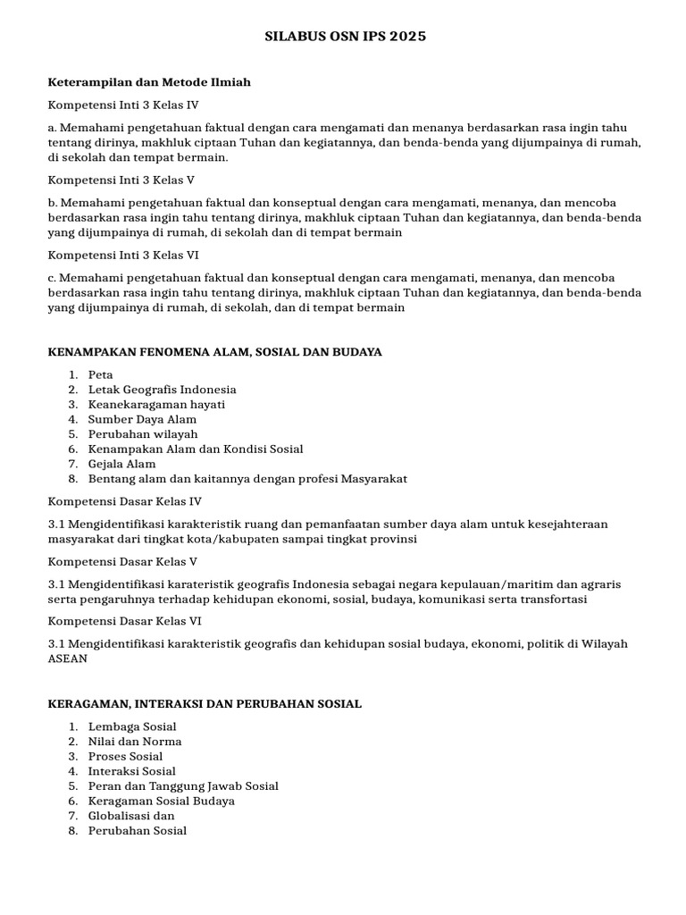 Silabus Osn Ips 2025 | PDF