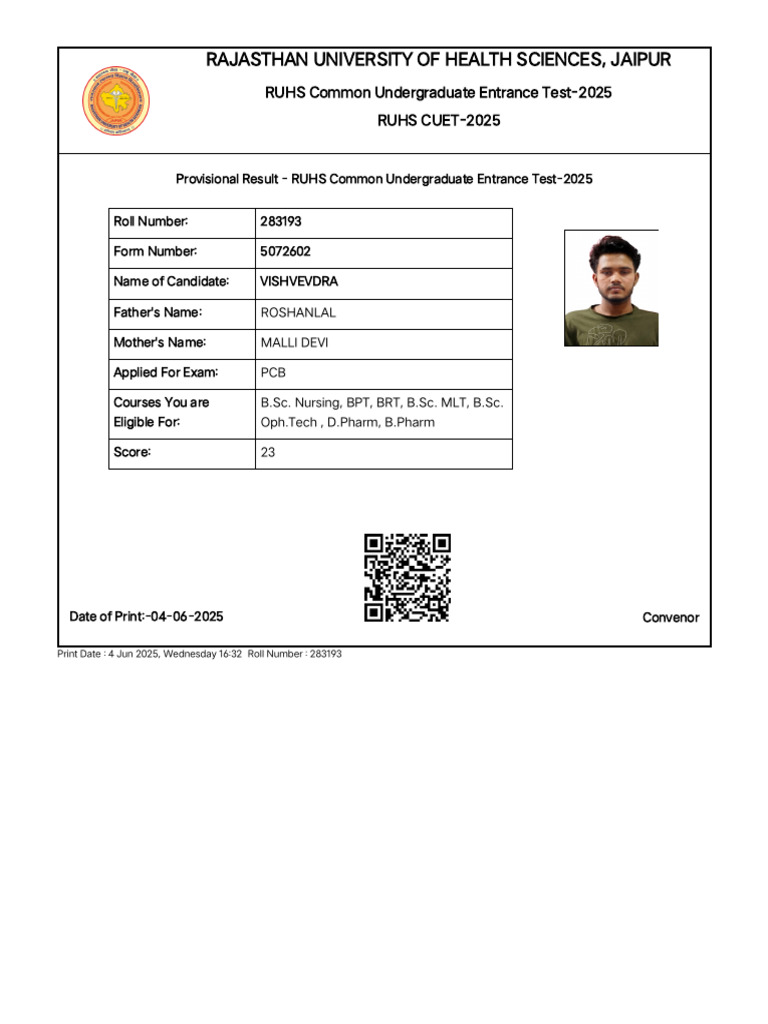 Ruhs Cuet-2025 | PDF