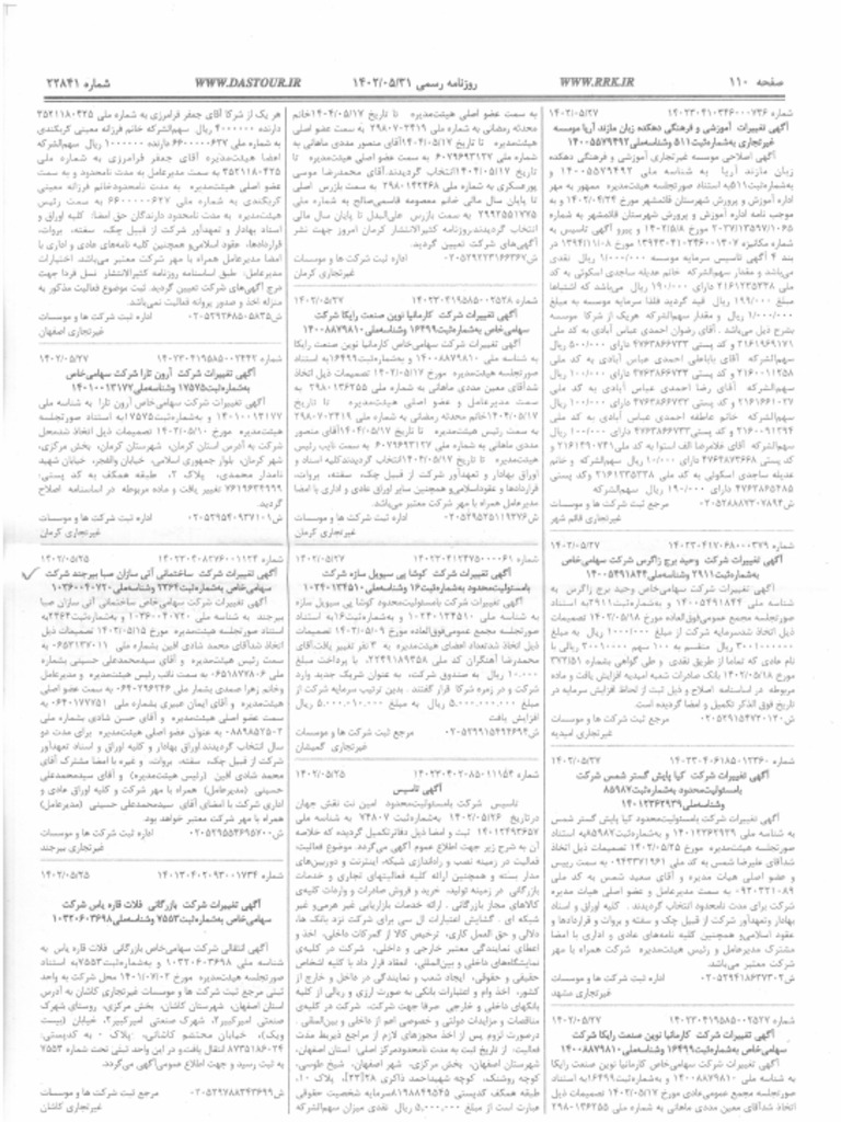روزنامه رسمی 1402 | PDF
