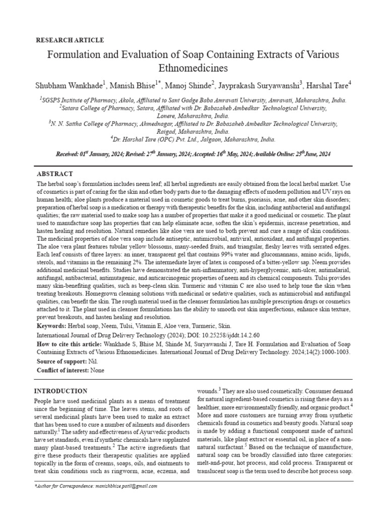 IJDDT, Vol 14, Issue 2, Article 60 | PDF | Topical Medication ...