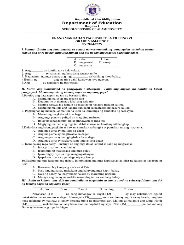 Q1-Filipino 6 | PDF