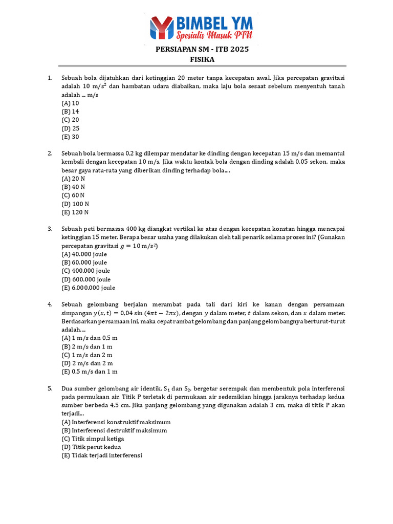 Persiapan Sm- Itb (Fisika) 2025 | PDF