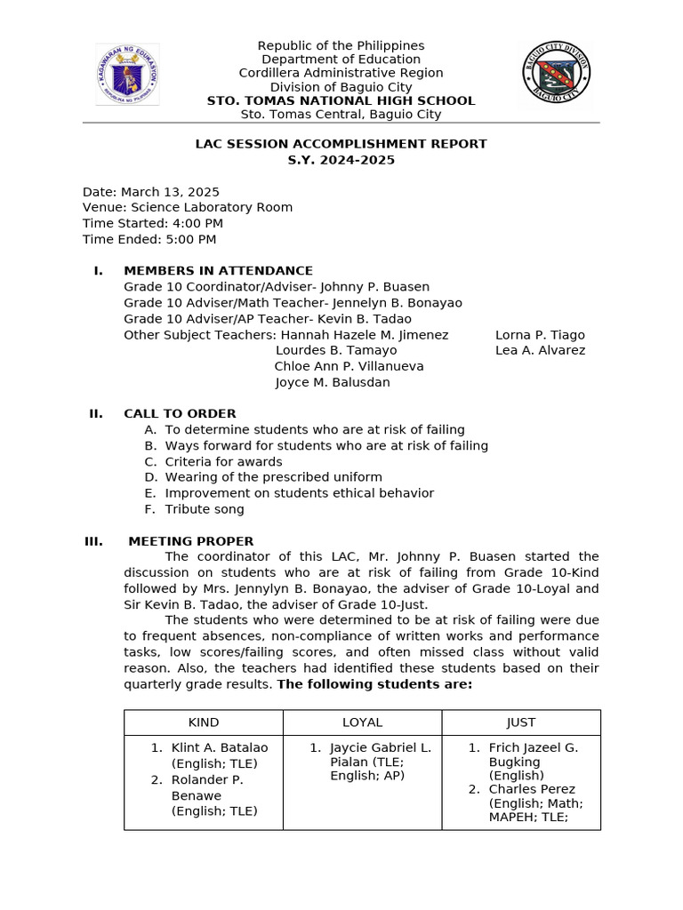Lac Narrative Report - Feb.3,2025 | PDF