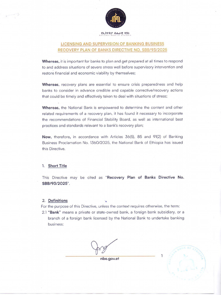 Recovery-Plan-of-Banks-Directive-SBB932025 | PDF