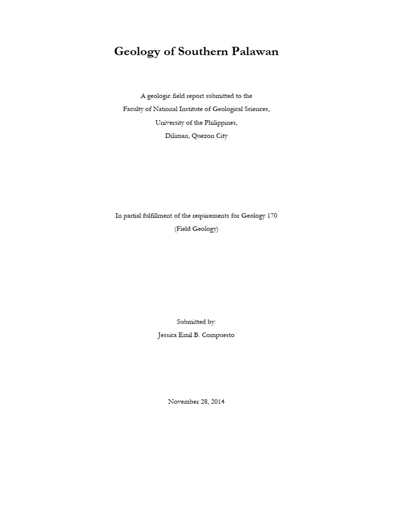 Geology Report: Southern Palawan Analysis | PDF | Petrology | Earth ...