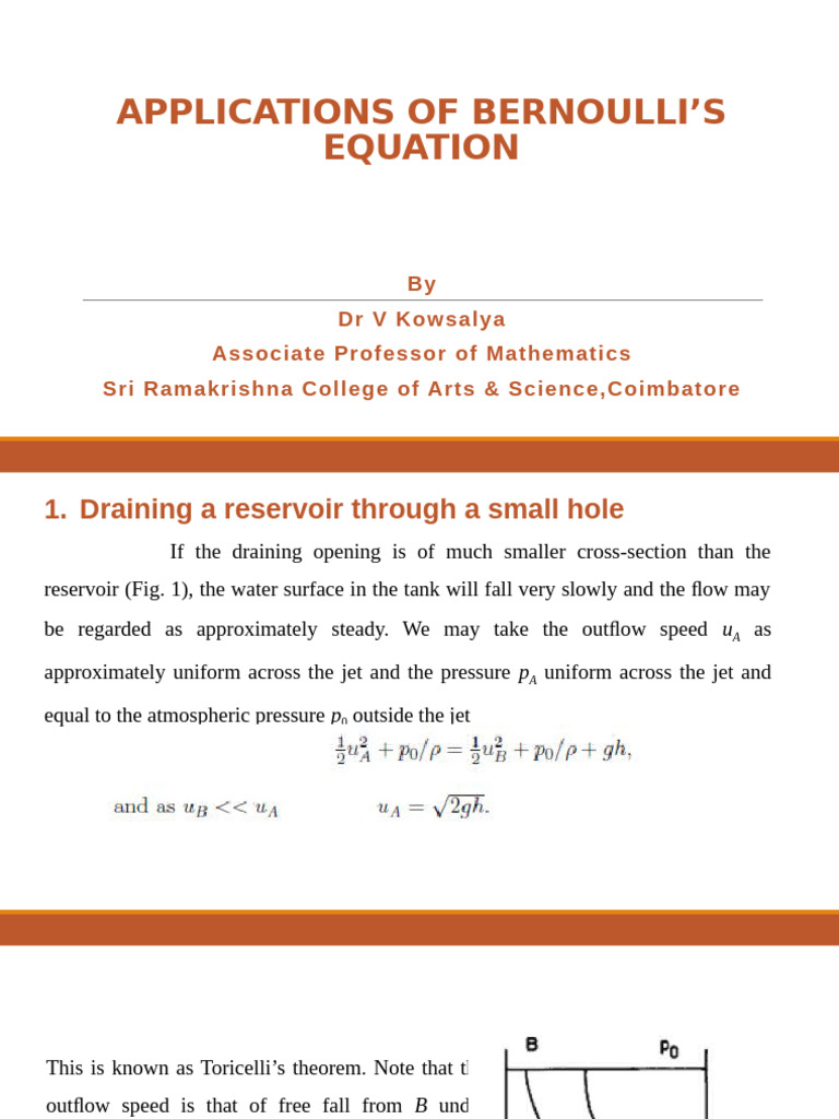 Applications of Bernoulli's Theorem | PDF