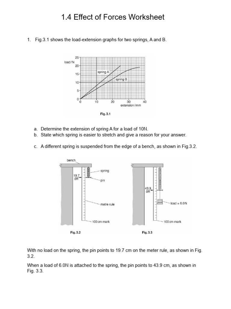 Load-Extension and Forces Analysis Worksheet | PDF | Force | Applied ...