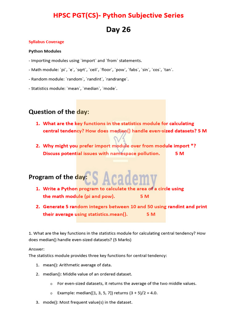 Day 26 Python Answers - 60336736 - 2025 - 05 - 17 - 21 - 30 | PDF | Mean | Namespace